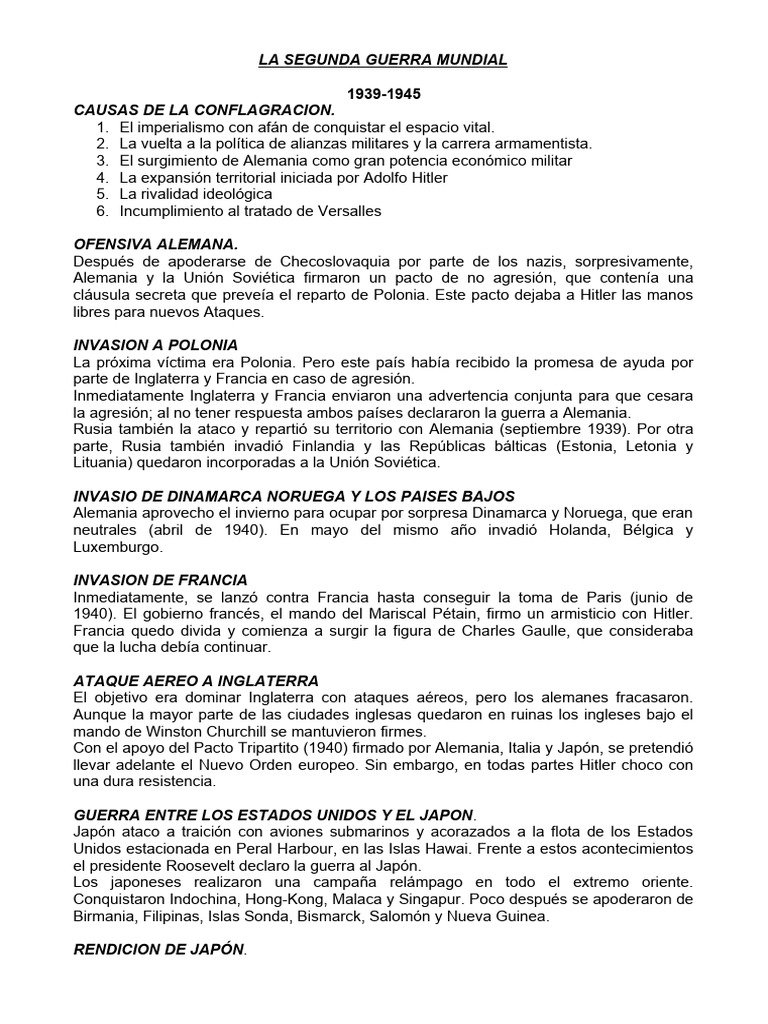 Resumen de la Segunda Guerra Mundial | PDF | Alemania nazi | Segunda ...