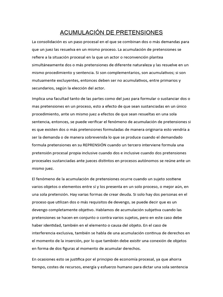 Acumulación de Pretensiones | PDF