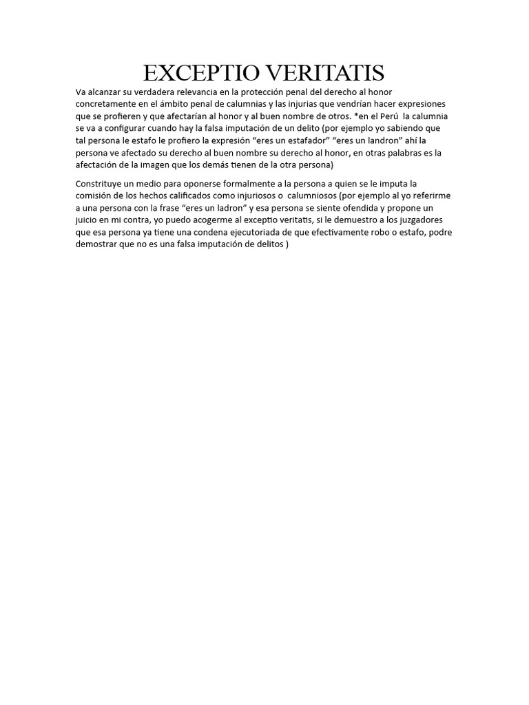 Exceptio Veritatis | PDF