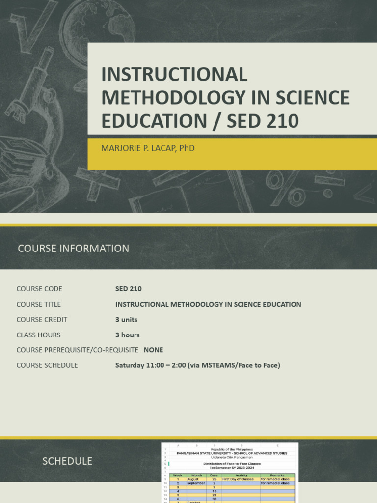 INSTRUCTIONAL Methodology in Science Overview of The Course | PDF ...