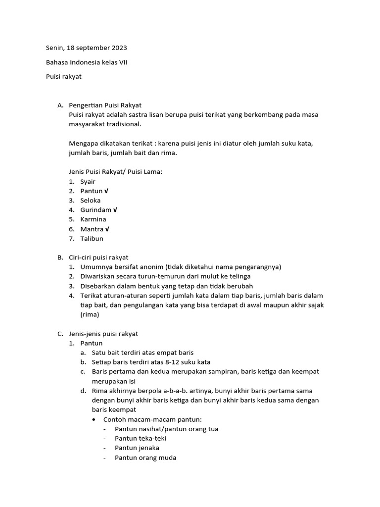 Materi Puisi Rakyat | PDF