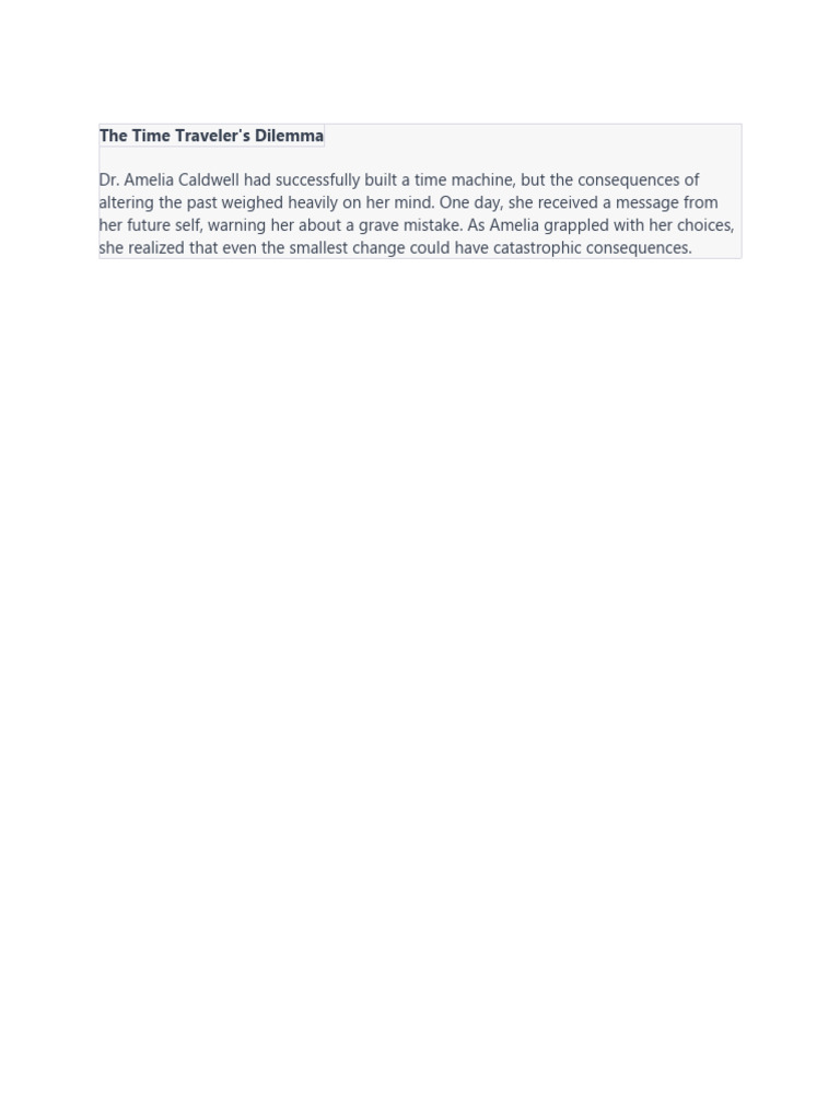 The Time Traveler's Dilemma | PDF
