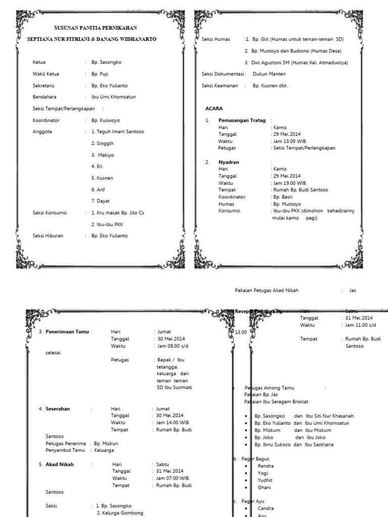 Susunan Panitia Pernikahan | PDF