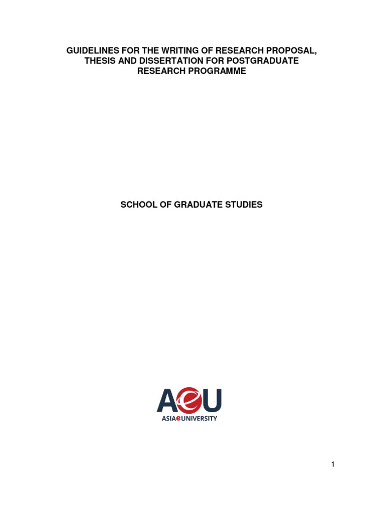 AeU - Guidelines For The Writing of Research Proposal, Thesis ...