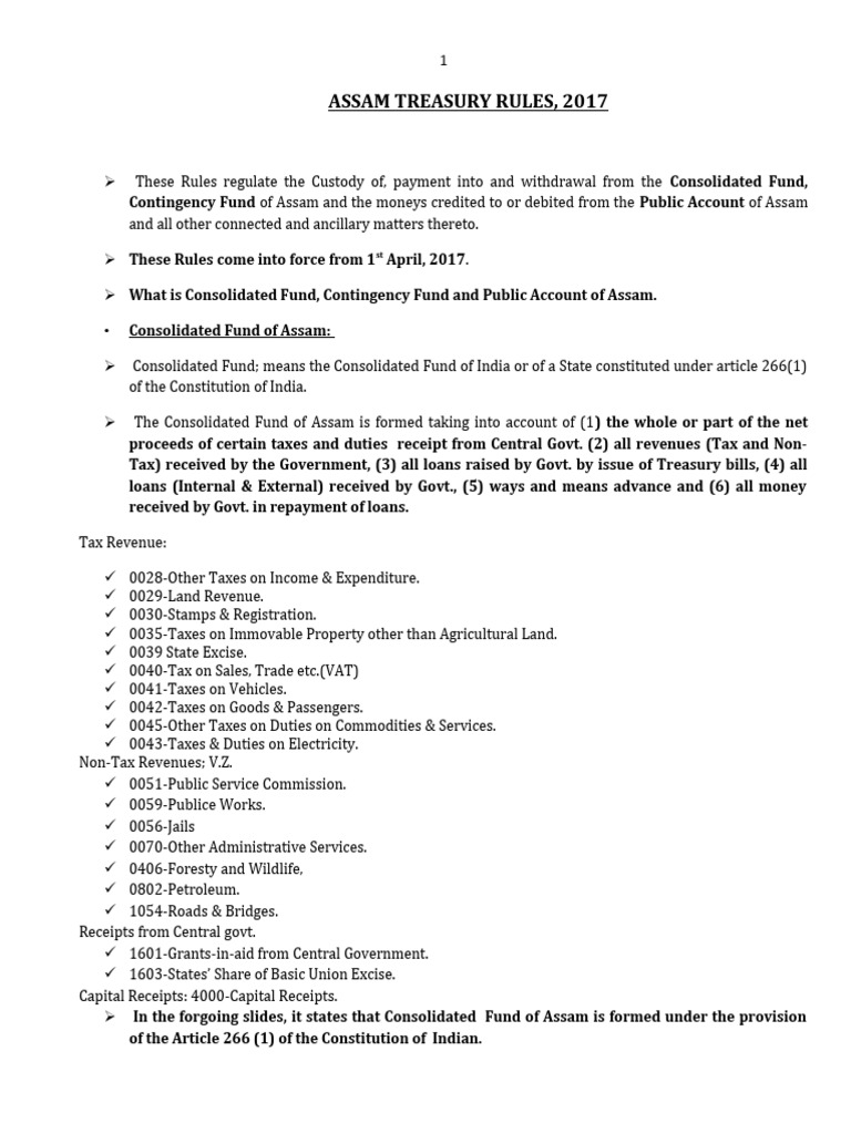 Assam Treasury Rules Overview 2017 | PDF | Banks | Appropriation Bill