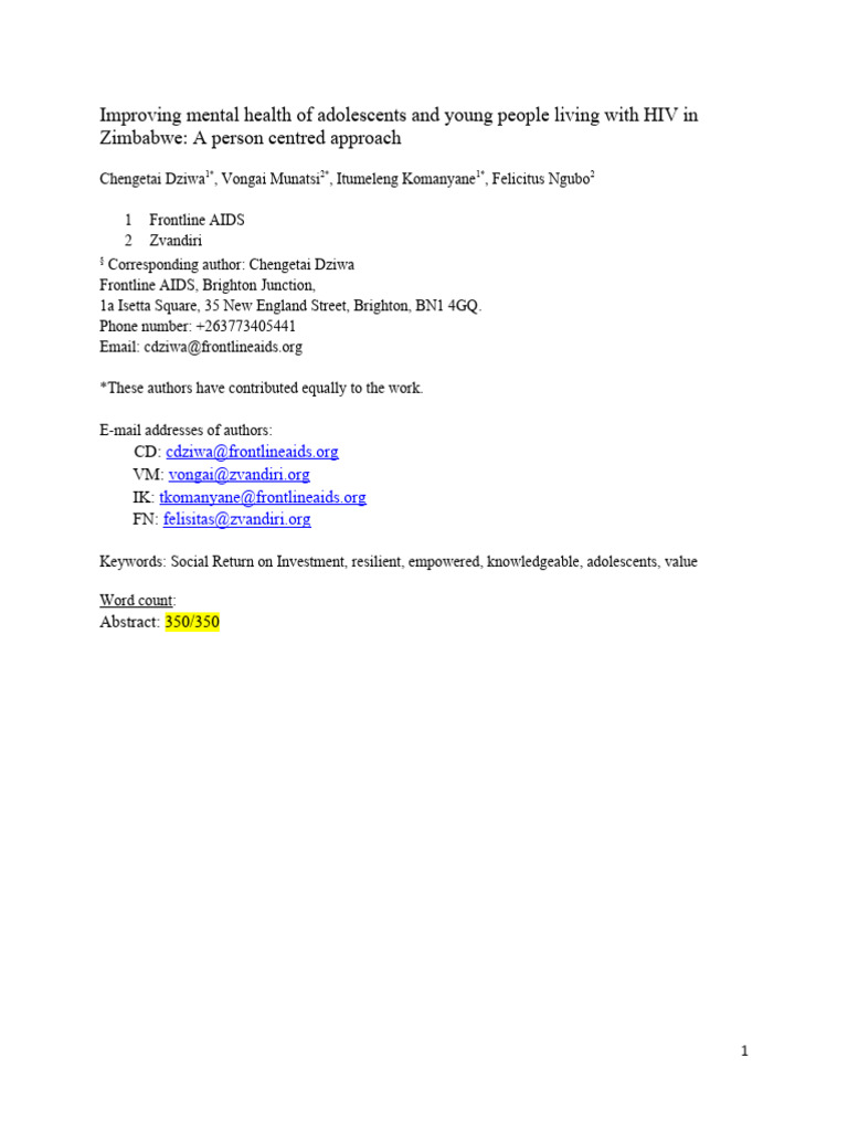 JIAS Abstract - Mental Health | PDF