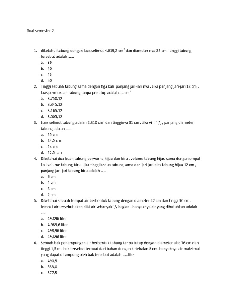 Soal Ujian Akhir MTK Kls 9 Semester 2 | PDF