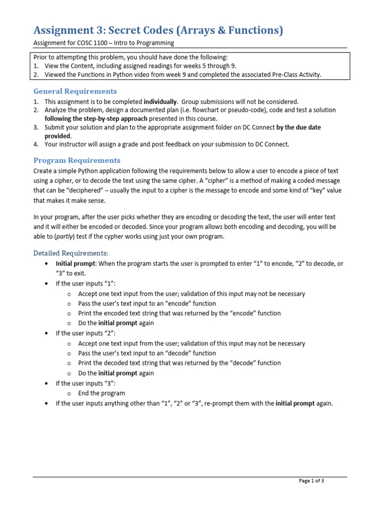 COSC1100 Assignment3 SecretCodes-Substitution | PDF | Code | String ...