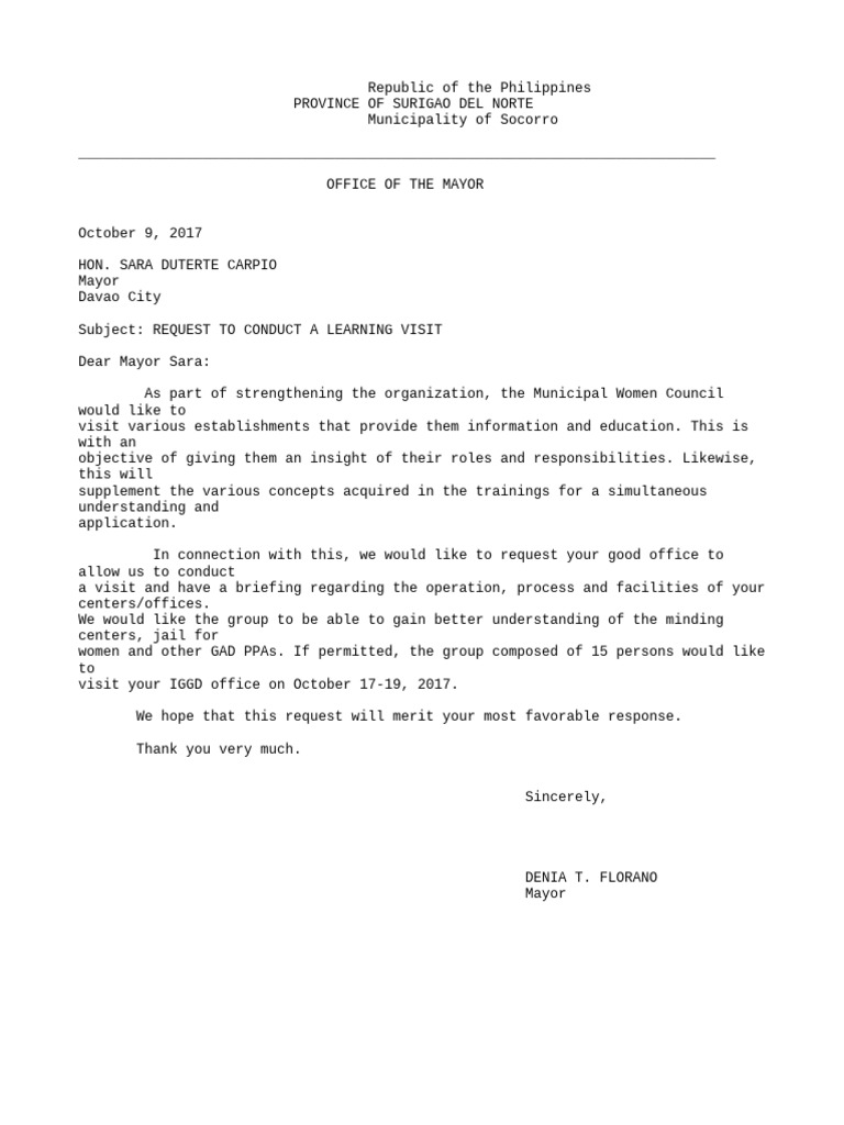 Request for Learning Visit Approval | PDF