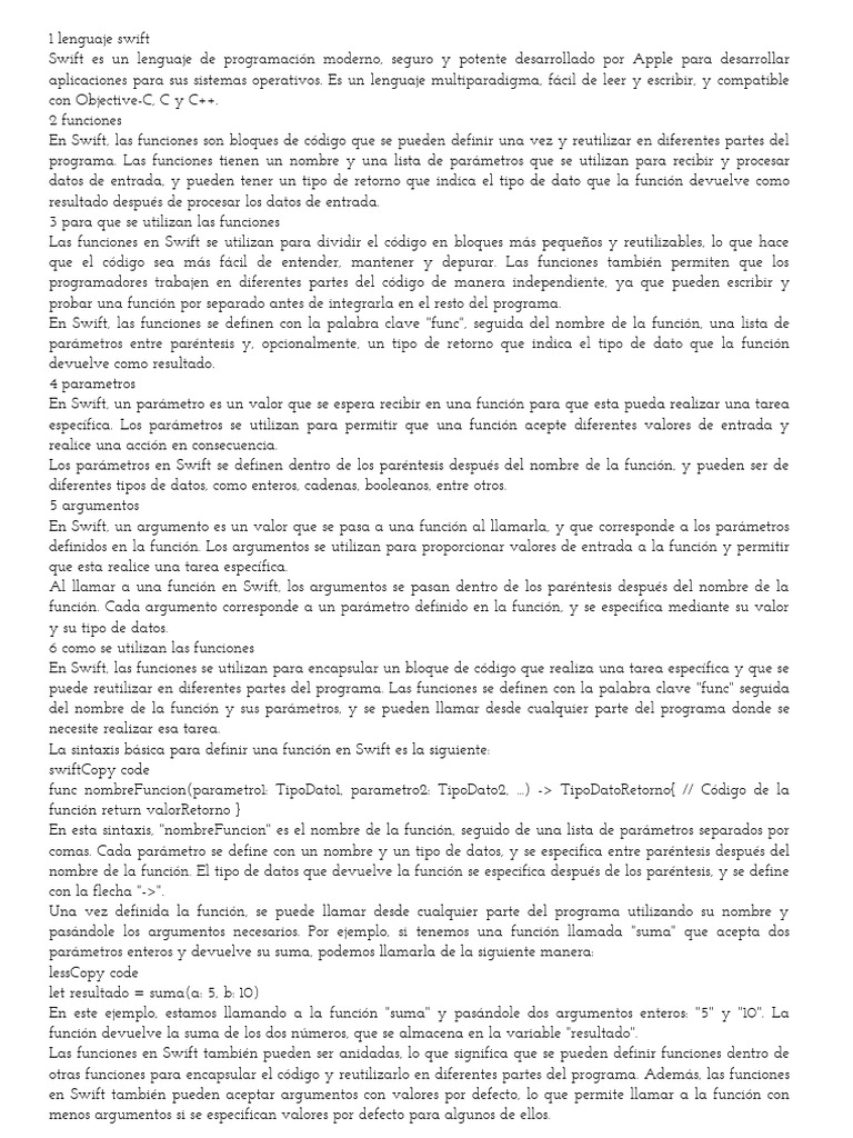 Swift | PDF | Lenguaje de programación | Swift (lenguaje de programación)