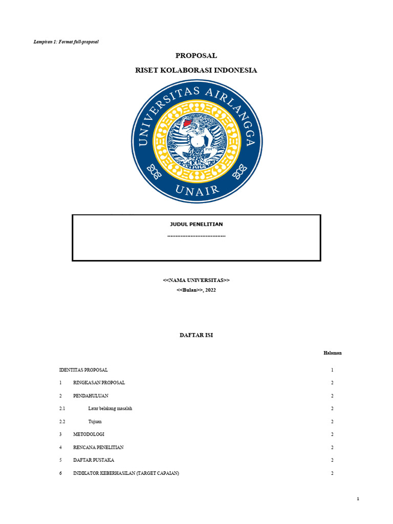 Format Proposal Rki Tahun 2022 | PDF