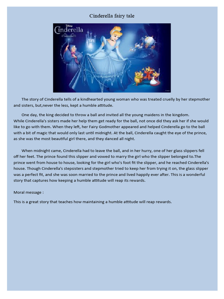 Cinderella Fairy Tale | PDF | Cinderella | Grimms' Fairy Tales
