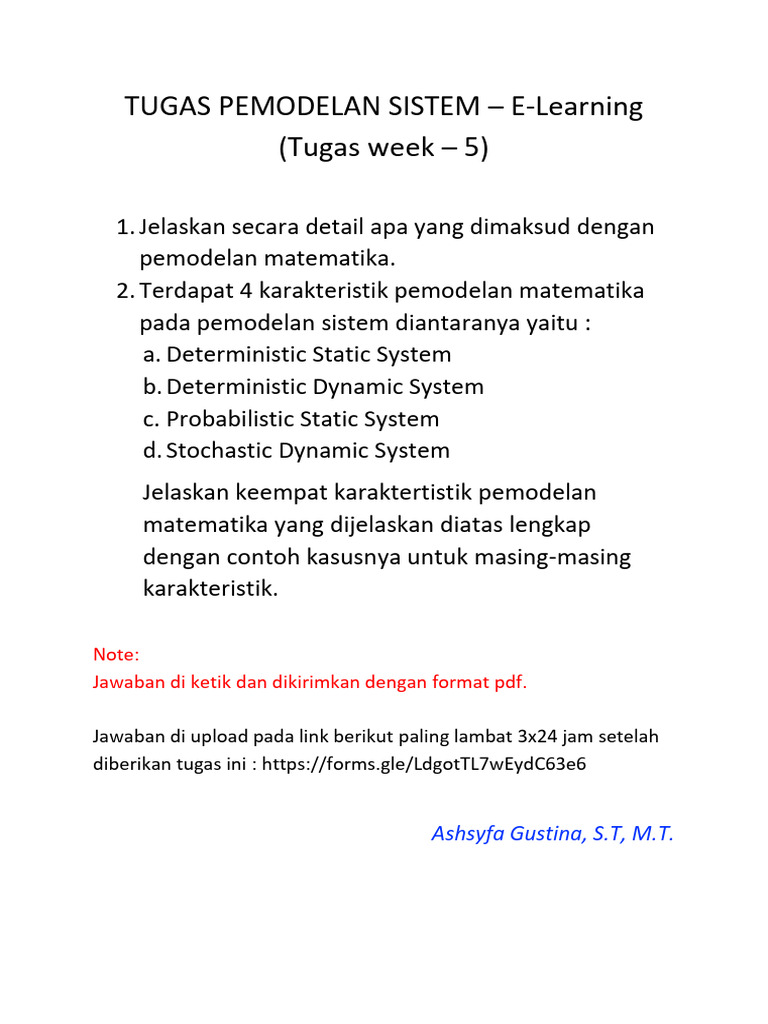 Tugas Pemodelan Matematika E-Learning | PDF
