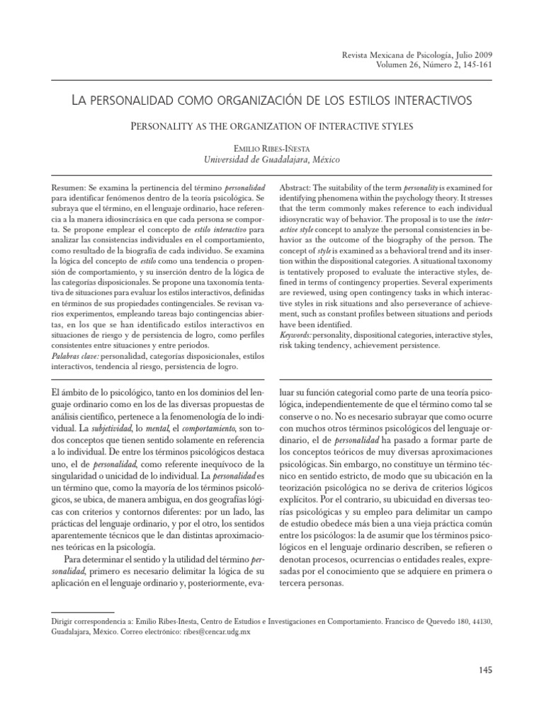 Estilos Interactivos y Personalidad | PDF | Sicología | Comportamiento