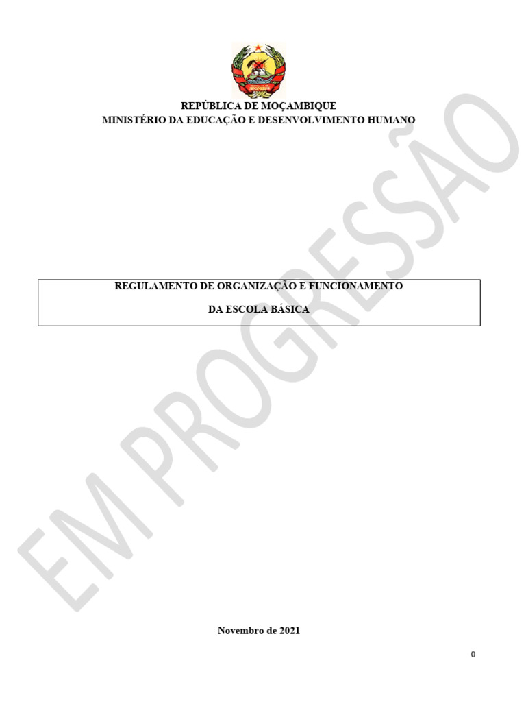 DRAFT Do Regulamento Da Escola Basica Actualizado | PDF | Escolas | Pedagogia