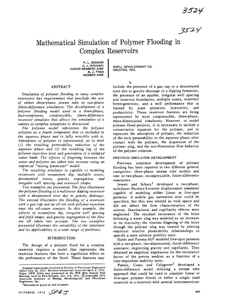 Mathematical Simulation of Polymer Flood | PDF | Viscosity | Adsorption