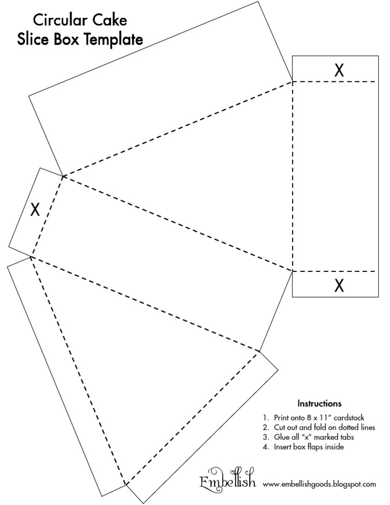 Printable Cake Slice Box Template | PDF