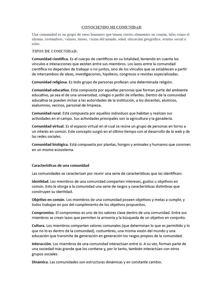 conociendo mi comunidad | PDF | Comunidad | Gobierno