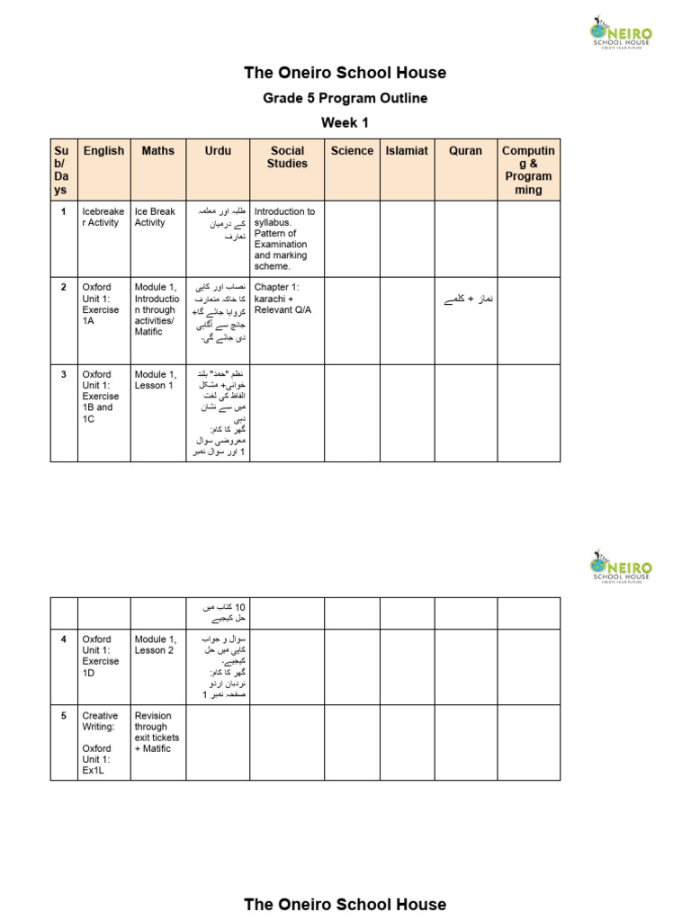MS Pacing Chart G5 2023-2024 | PDF
