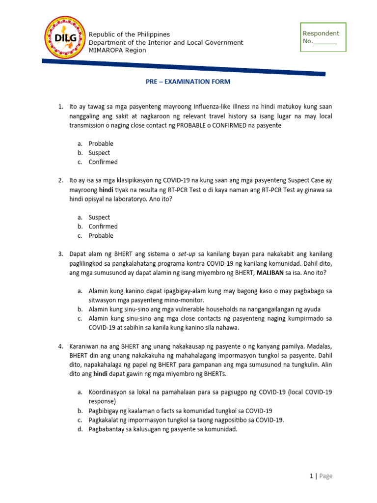 Pre Test | PDF