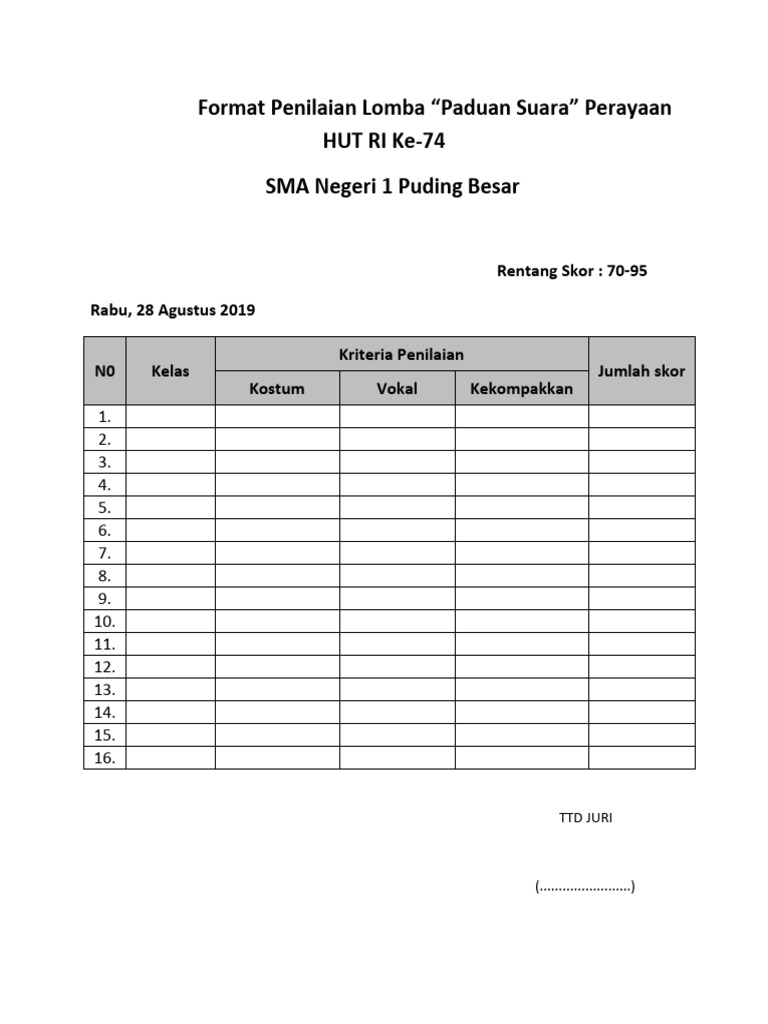Format Penilaian Lomba Paduan Suara | PDF Format Penilaian Lomba Paduan Suara | PDF