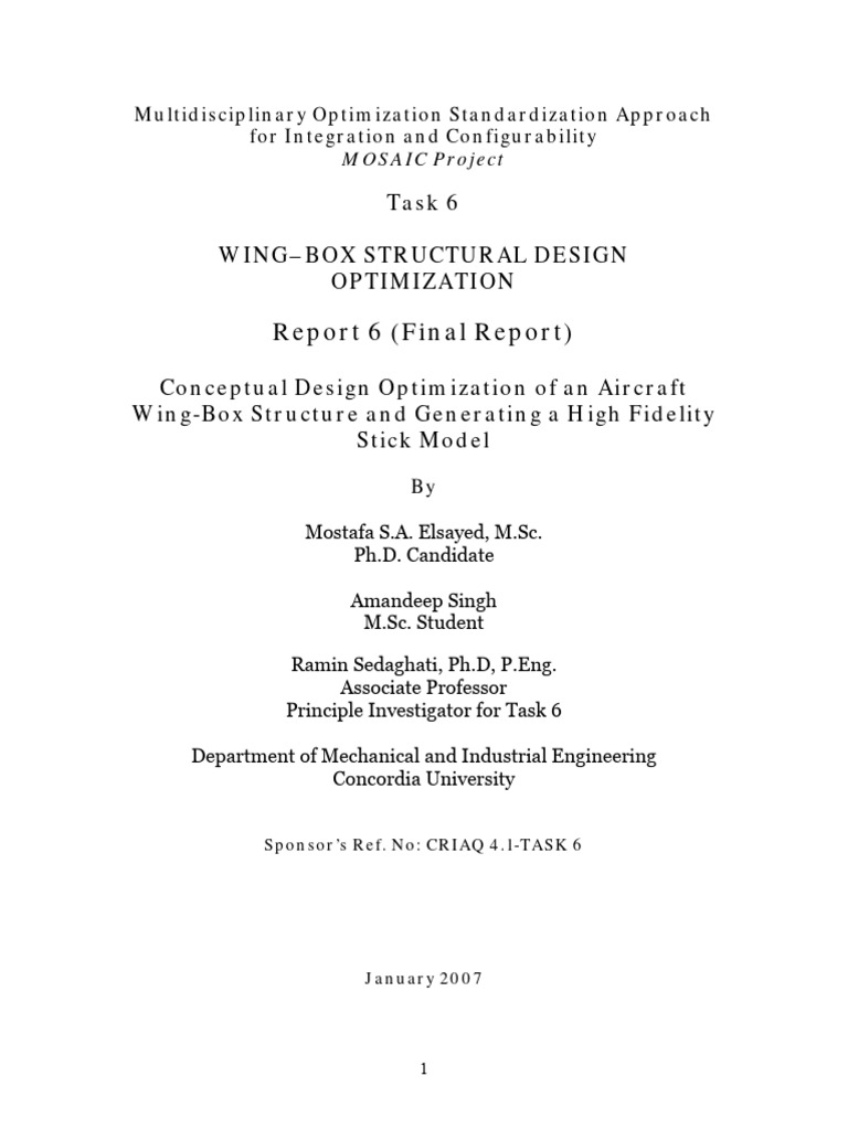 REPORT 6 final -CONCEPTUAL DESIGN OPTIMIZATION OF AN AIRCRAFT | PDF