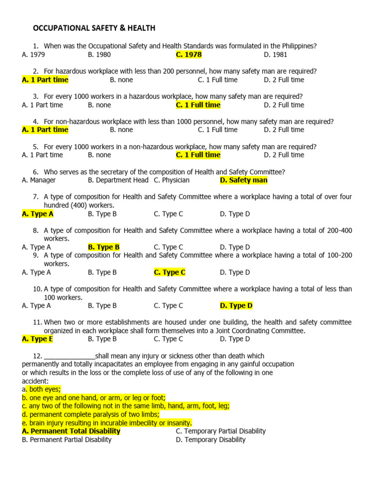 Osh Questions 1 | PDF