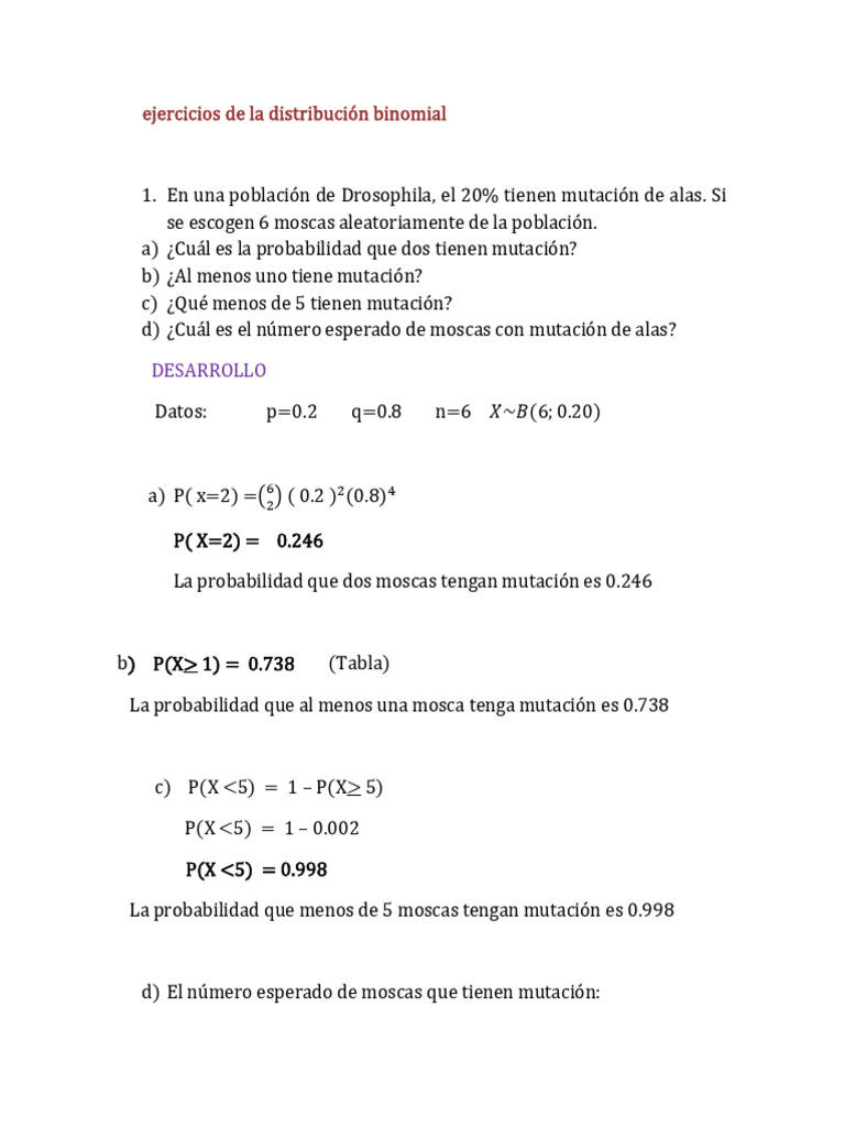 Ejercicios Binomial para La Clase | PDF | Métodos y materiales de enseñanza