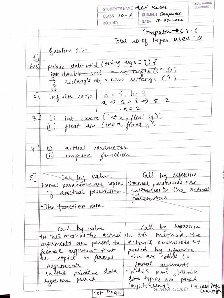 Aditi - Kuber - 10A - Computer CT 1 | PDF