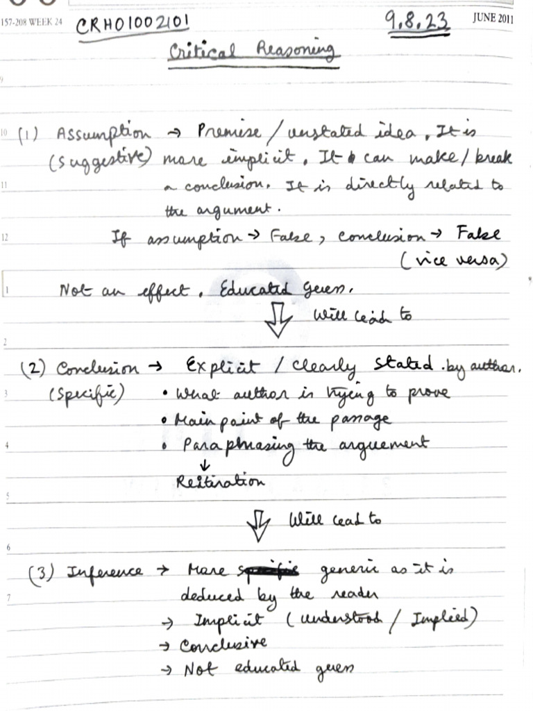 Critical Reasoning Class 1 Tusheema | PDF
