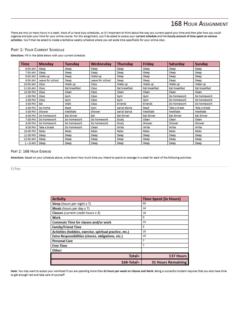 168 Hour Assignment Compatible Version | PDF