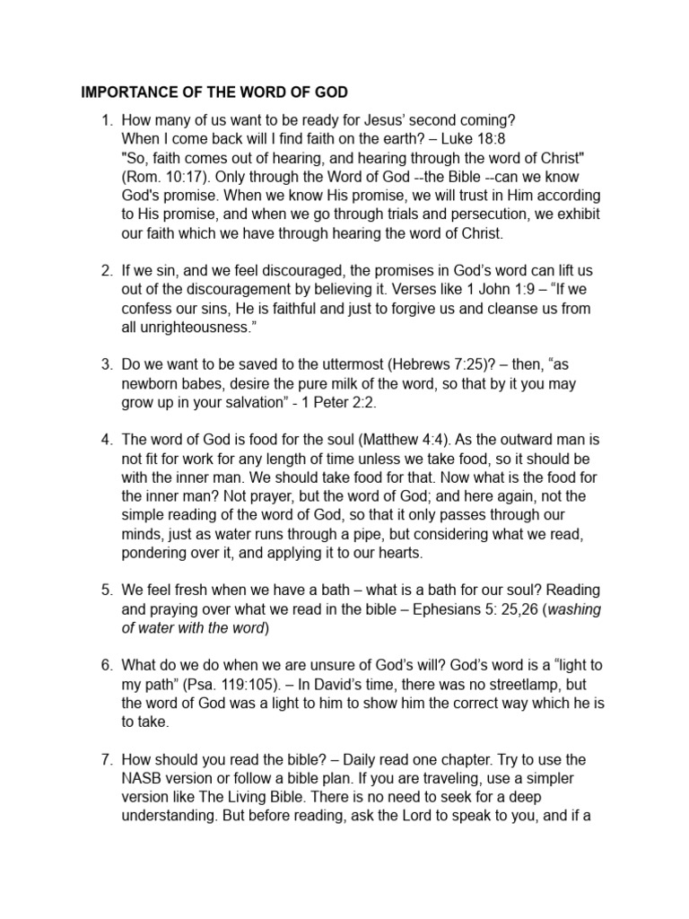 Importance of The Word of God | PDF