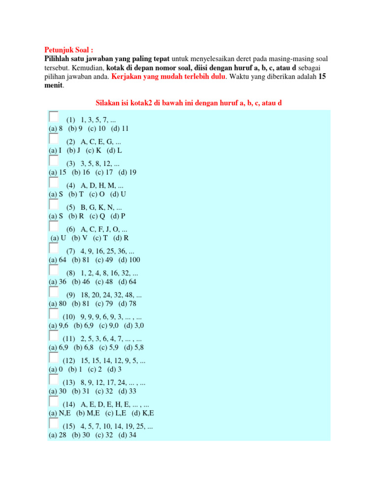 Soal Deret Angka | PDF
