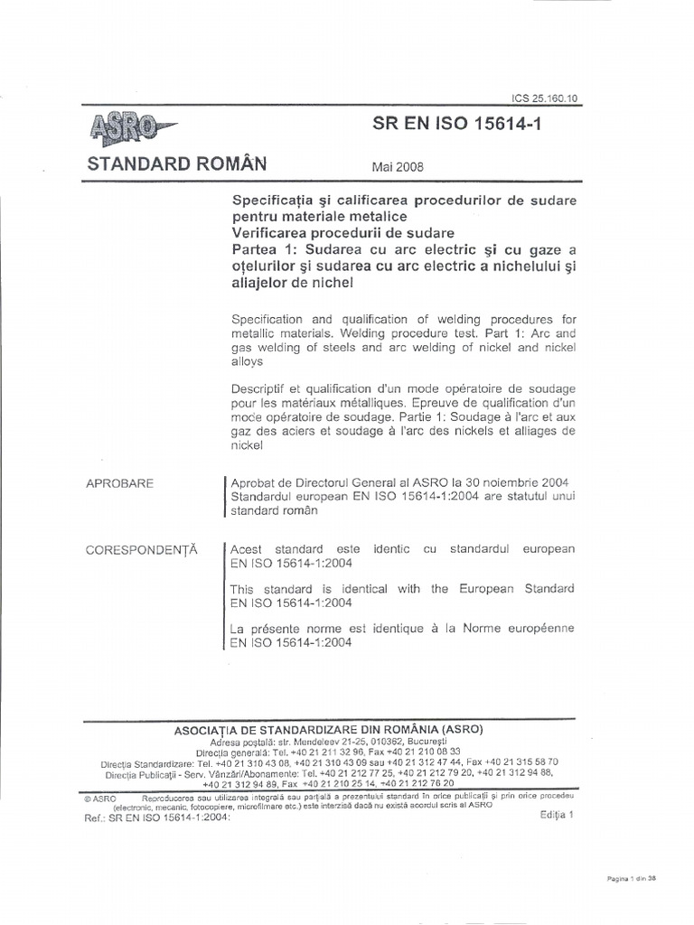 SR en Iso 15614-1 | PDF