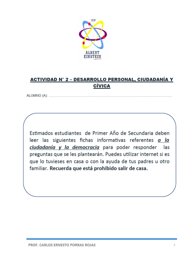 Actividad N 2 Primer Año DPCC | PDF