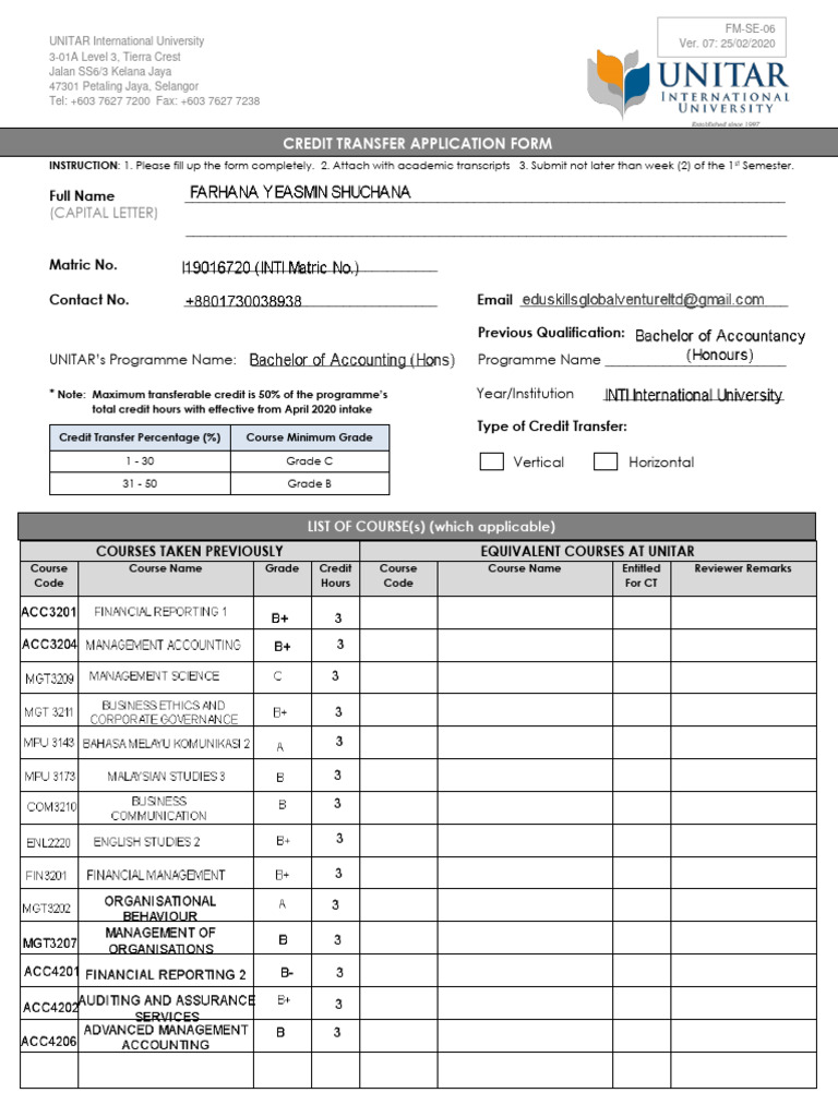 Credit Transfer (2004 Onwards) | PDF | Course Credit | Academia