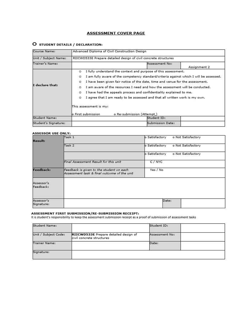 Your Name Assignment 2 Riicwd533e Prepare Detailed Design Of Civil