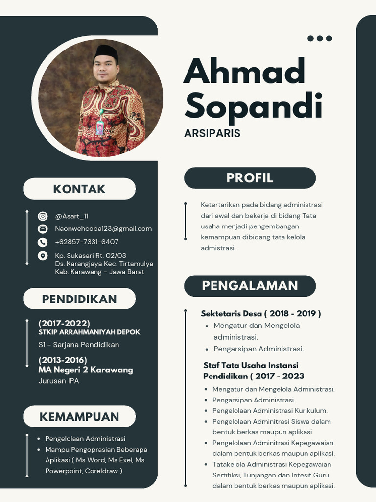 CV Ahmad Sopandi - Arsiparis | PDF