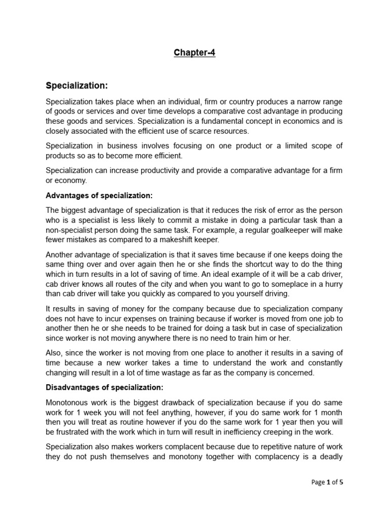 Specialization and Division of Labour | PDF | Financial Markets | Stocks