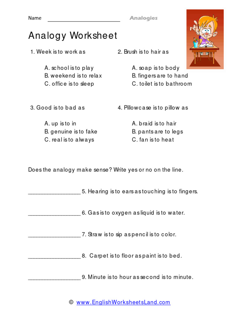 Analogy Worksheet: Analogies | PDF