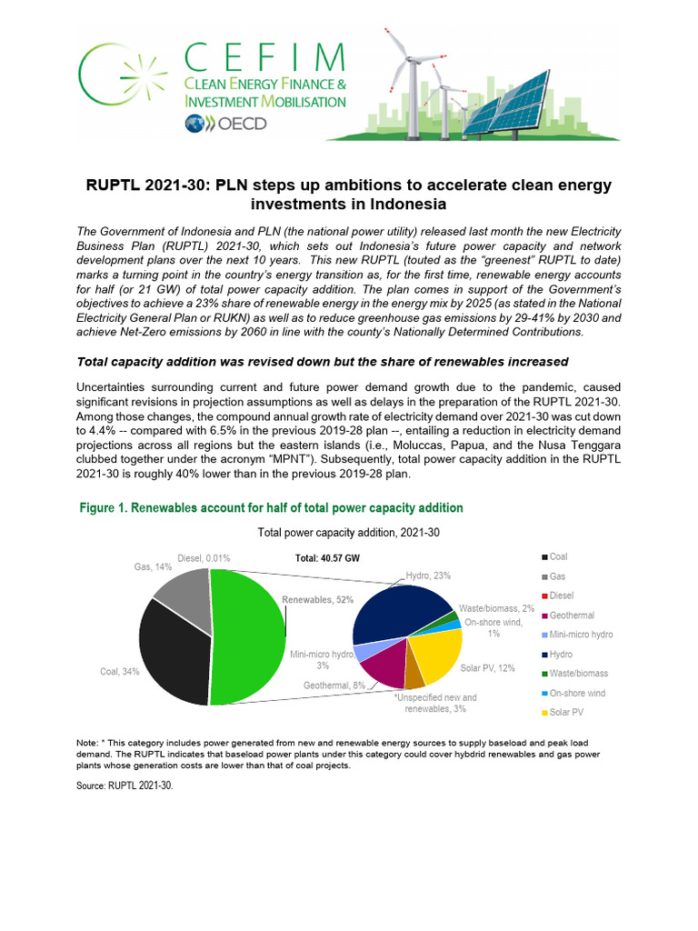 RUPTL 2021 30 PLN Steps Up Ambitions To Accelerate Clean Energy Investments in Indonesia | PDF