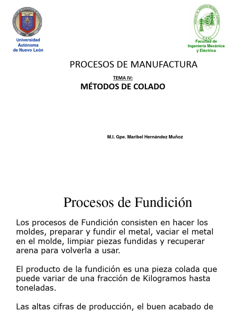 Tema Iv Metodos de Colado | PDF | Rieles | Materiales