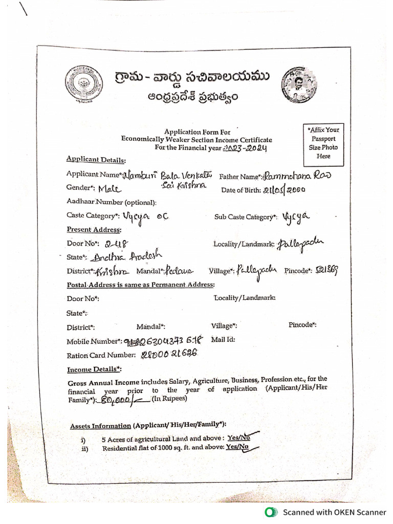 Ews Application Form | PDF