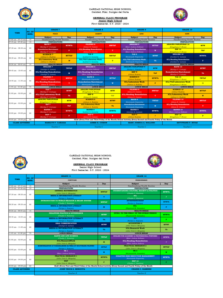 General Class Program 2023 2024 CNHS | PDF | Cognition