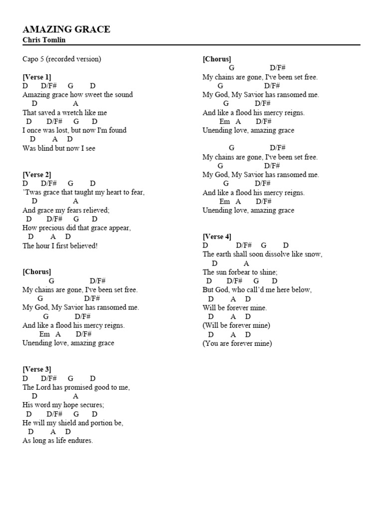 AMAZING GRACE - Chris Tomlin | PDF