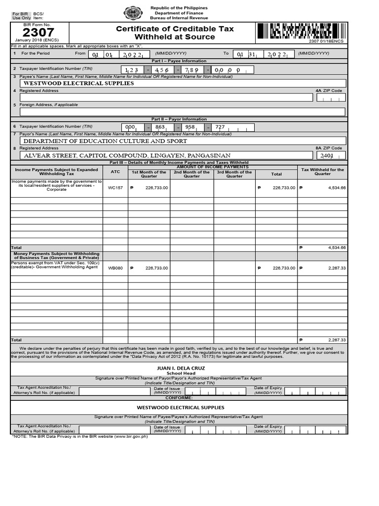 Bir Form 2307 Final Fire | Download Free PDF | Value Added Tax | Corporate Tax