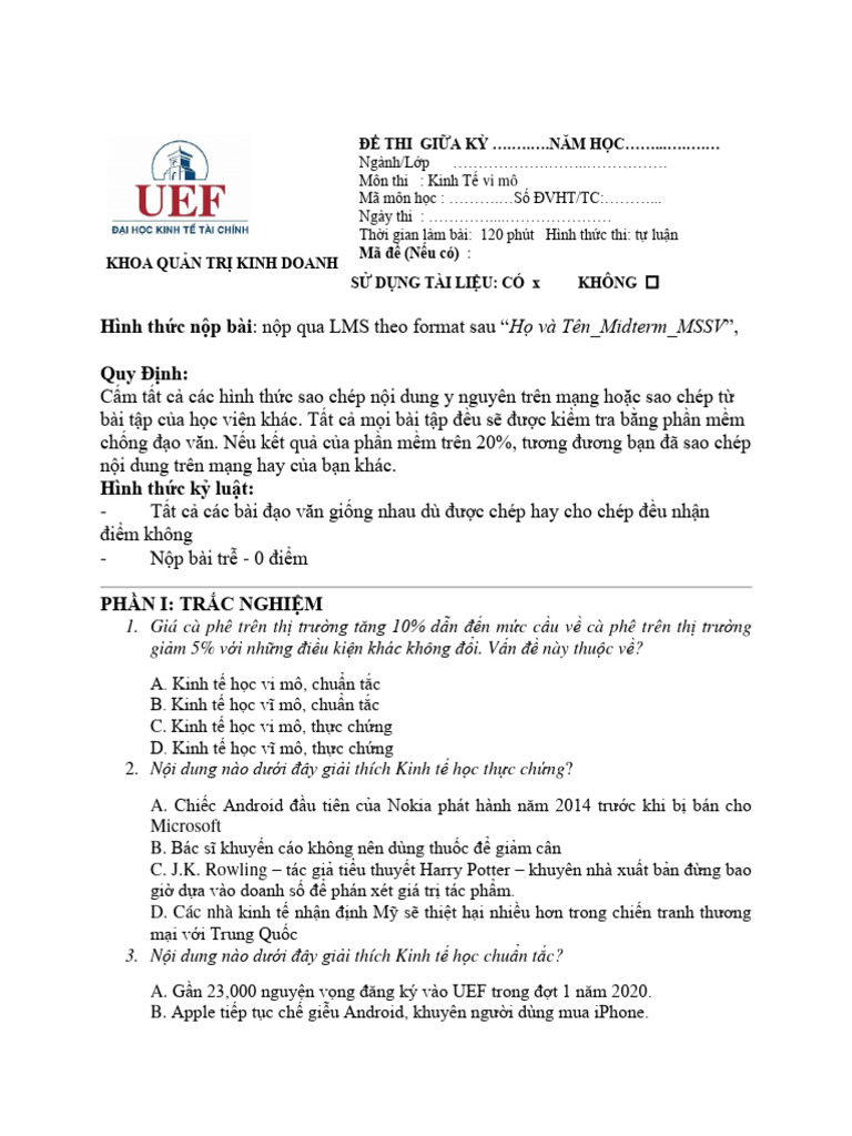 Đề-thi-giữa-kỳ- KTVM | PDF