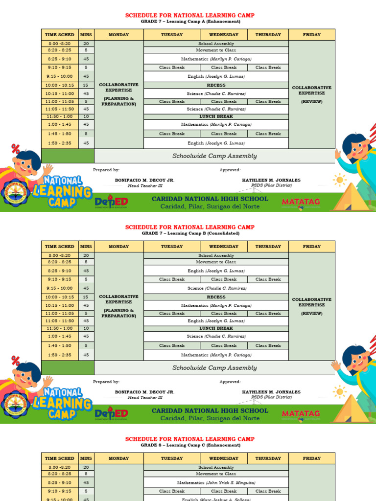 NLC Sched | PDF