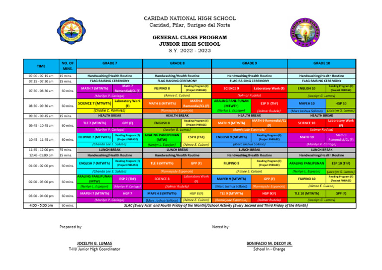 General Class-Program-Junior-High-S.y.-2022-2023 | PDF