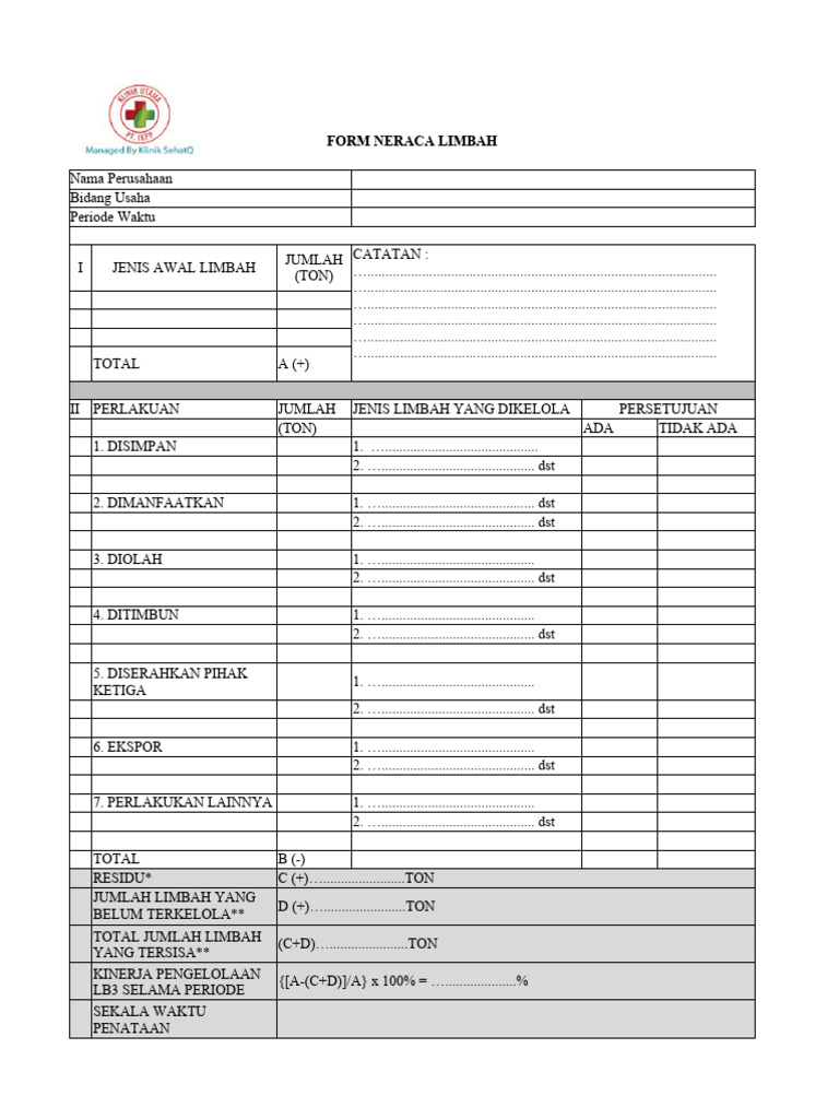 Form Neraca Limbah | PDF | Teknologi & Rekayasa